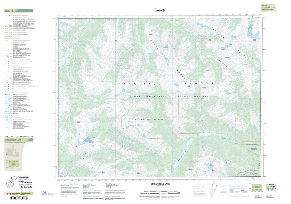 Birkenhead Lake (092J10 CanTopo) Map by Natural Resources Canada ...