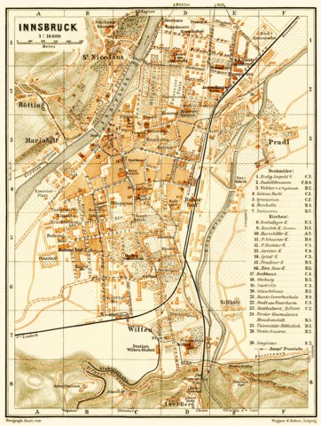 Innsbruck town plan, 1906 (first version) Map by Waldin | Avenza Maps