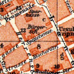 Linz city Map with Map inset of Pöstlingberg, 1911 by Waldin | Avenza Maps