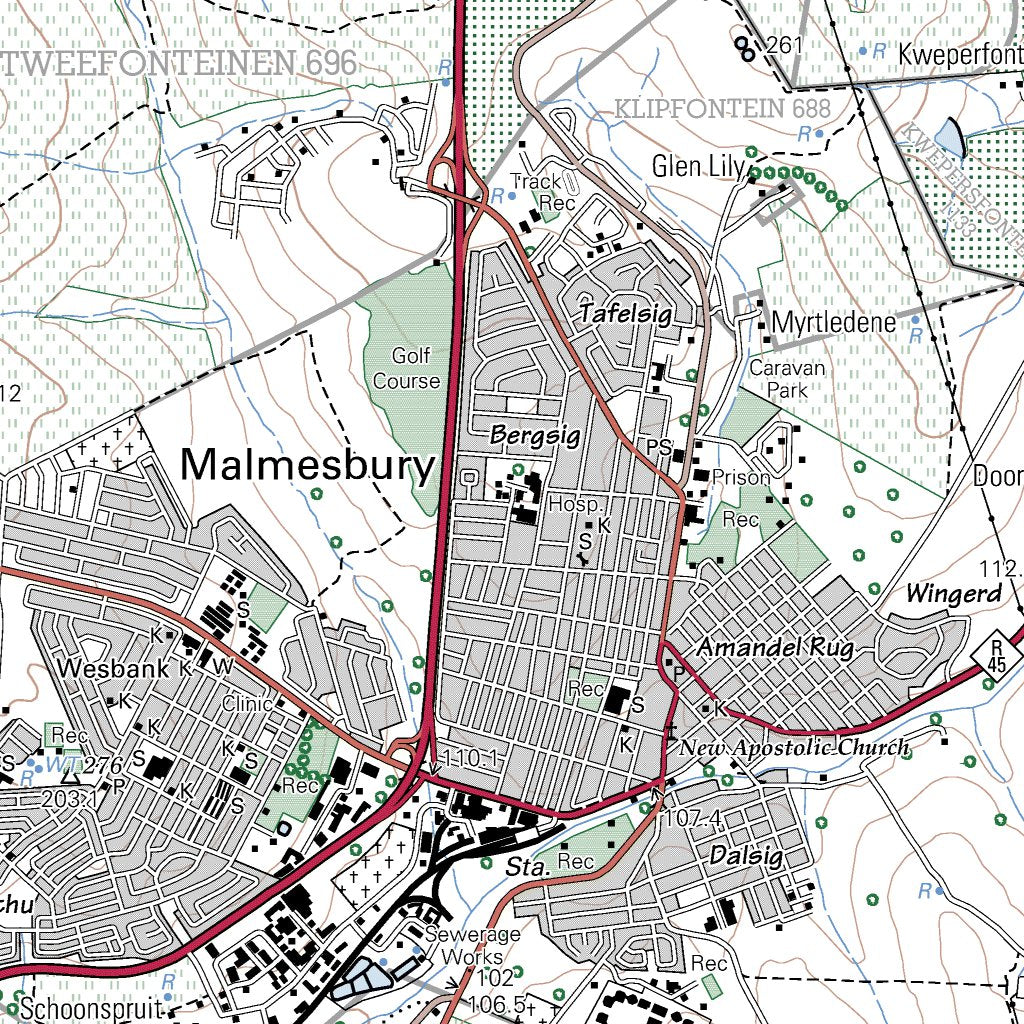 3318BC MALMESBURY Map by Chief Directorate: National Geo-spatial ...