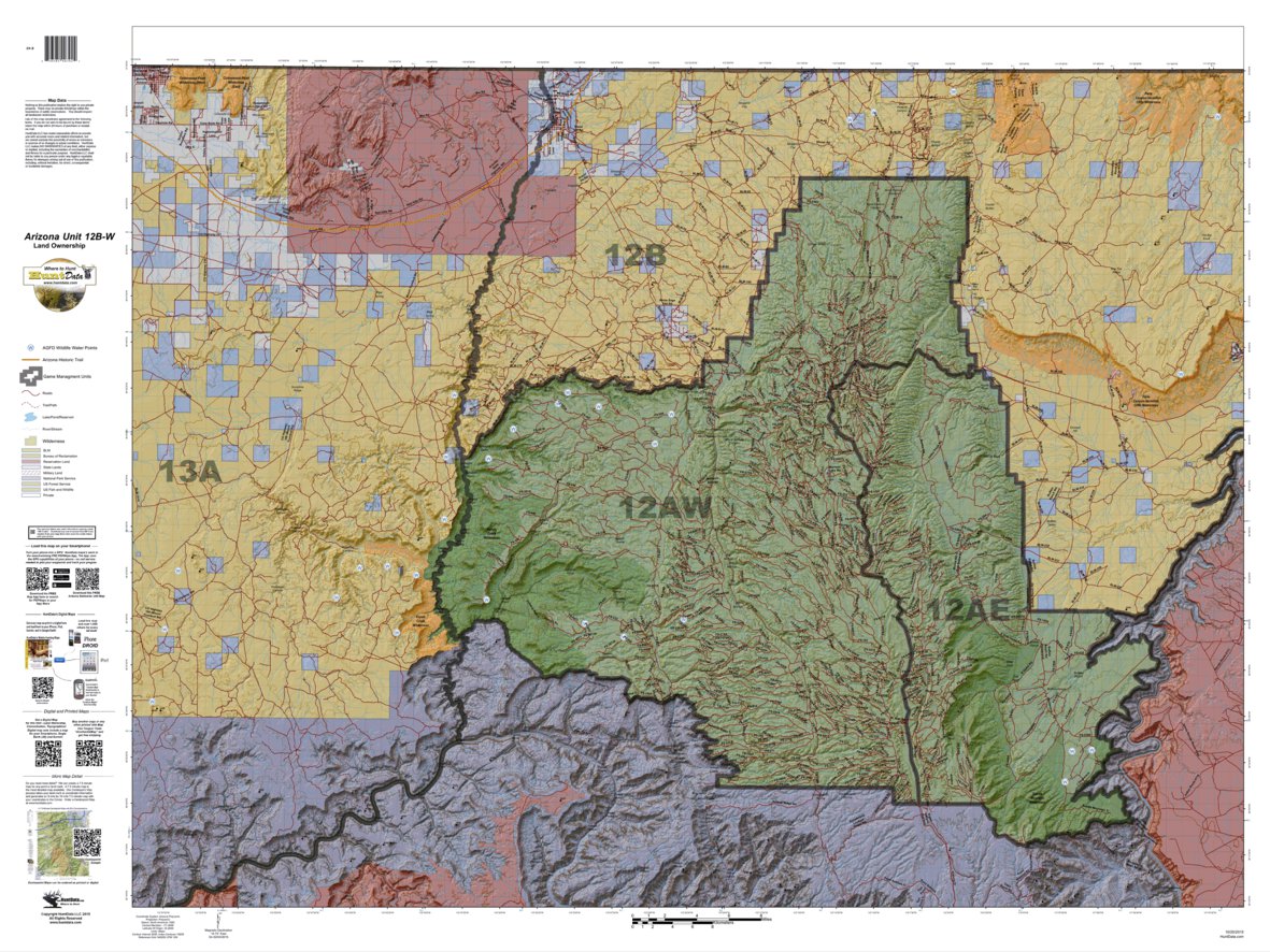 HuntData Arizona Land Ownership Unit 12B W Map by HuntData LLC | Avenza ...