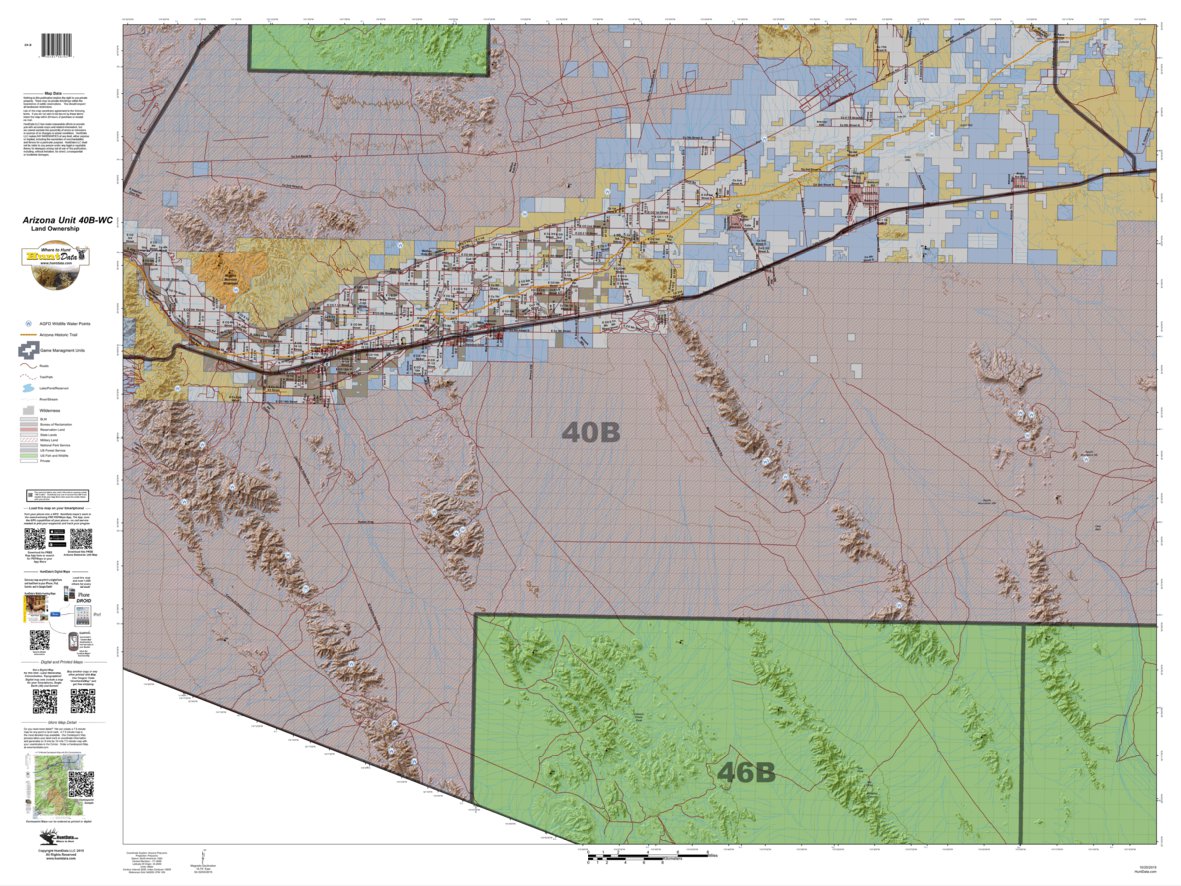 HuntData Arizona Land Ownership Unit 40B W-C Map by HuntData LLC ...