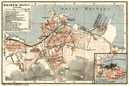 Dairen (Dalian) town plan, 1914 Map by Waldin | Avenza Maps