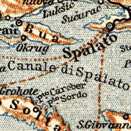 Traù (Trogir) town plan, 1911 Map by Waldin | Avenza Maps