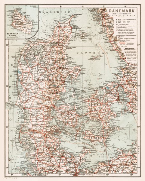Denmark General Map, 1931 by Waldin | Avenza Maps
