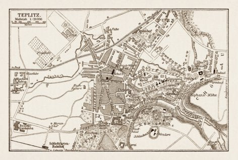Teplitz (Teplice) town plan, 1903 Map by Waldin | Avenza Maps