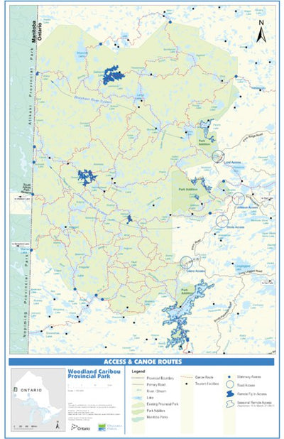 Woodland Caribou Provincial Park Access & Canoe Routes Map by Avenza ...