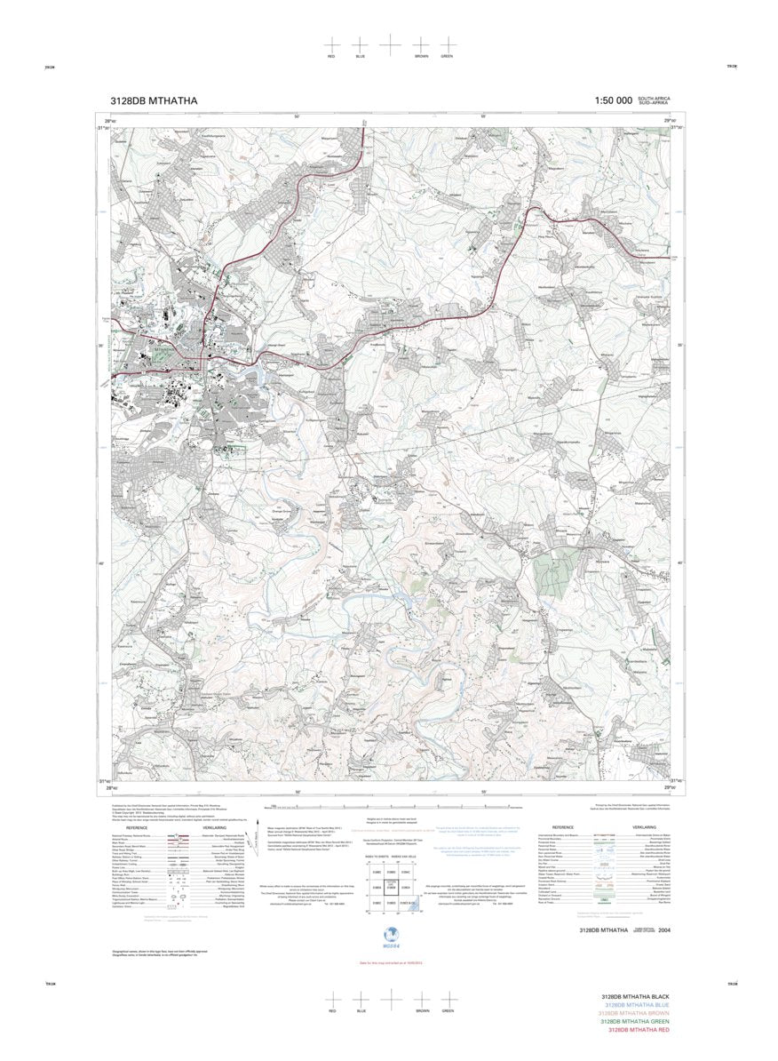 3128DB MTHATHA Map by Chief Directorate: National Geo-spatial ...