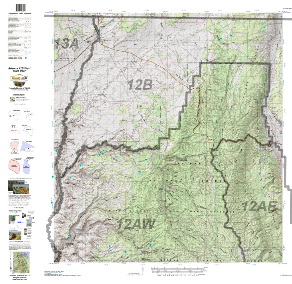 HuntData Arizona Antelope Hunt Unit 12B-West Game Concentration Map by ...