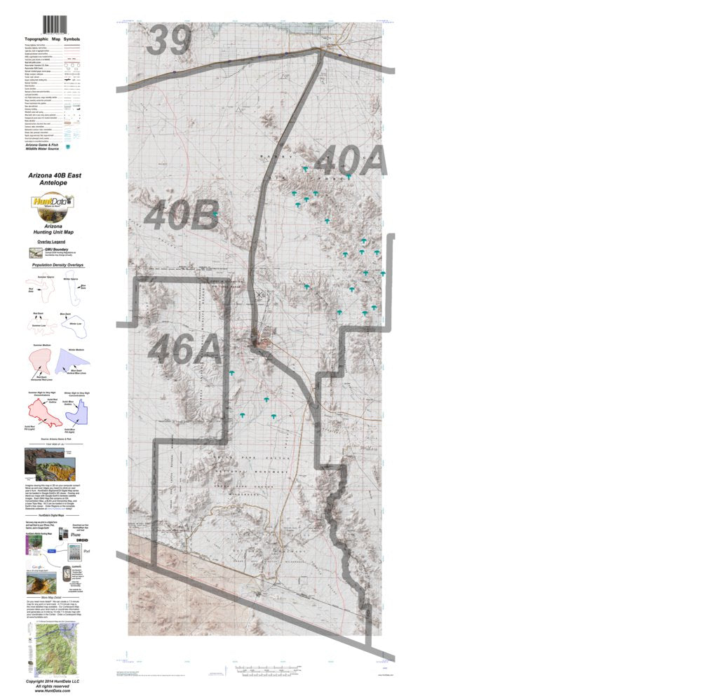 HuntData Arizona Antelope Hunt Unit 40B-East Game Concentration Map by ...