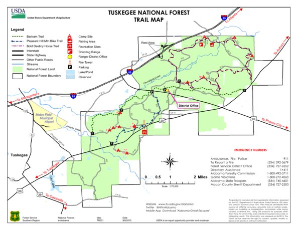 Tuskegee National Forest Trail Map by US Forest Service R8 | Avenza Maps