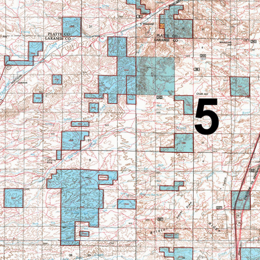 HuntData Wyoming Land Ownership Map for Elk Unit 5 by HuntData LLC | Avenza Maps