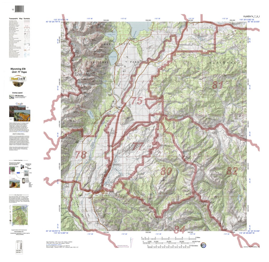 HuntData Wyoming Topo Map for Elk Unit 77 by HuntData LLC | Avenza Maps