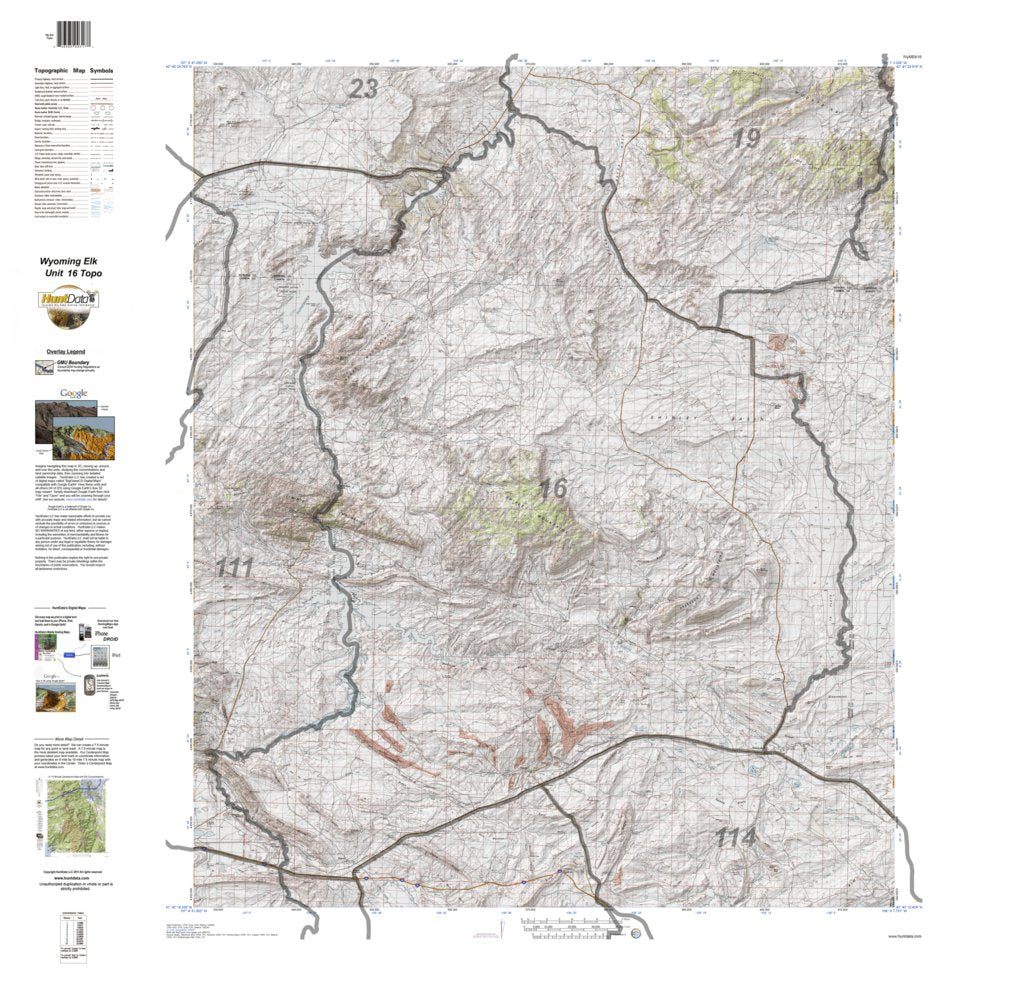 HuntData Wyoming Topo Map for Elk Unit 16 by HuntData LLC | Avenza Maps