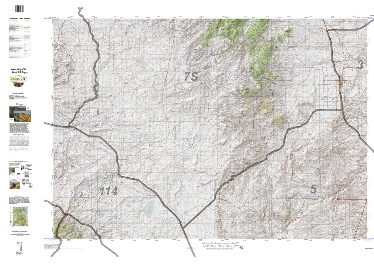 HuntData Wyoming Topo Map for Elk Unit 7s by HuntData LLC | Avenza Maps