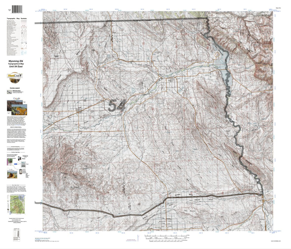 HuntData Wyoming Topo Map for Elk Unit 54e by HuntData LLC | Avenza Maps