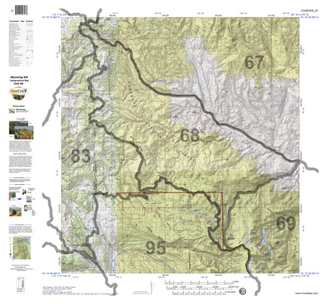 HuntData Wyoming Topo Map for Elk Unit 68 by HuntData LLC | Avenza Maps