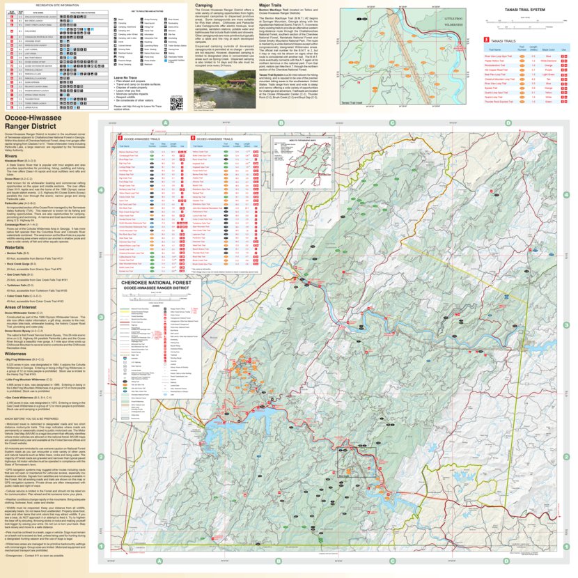 Cherokee National Forest, Ocoee-Hiwassee District, Forest Visitor Map ...