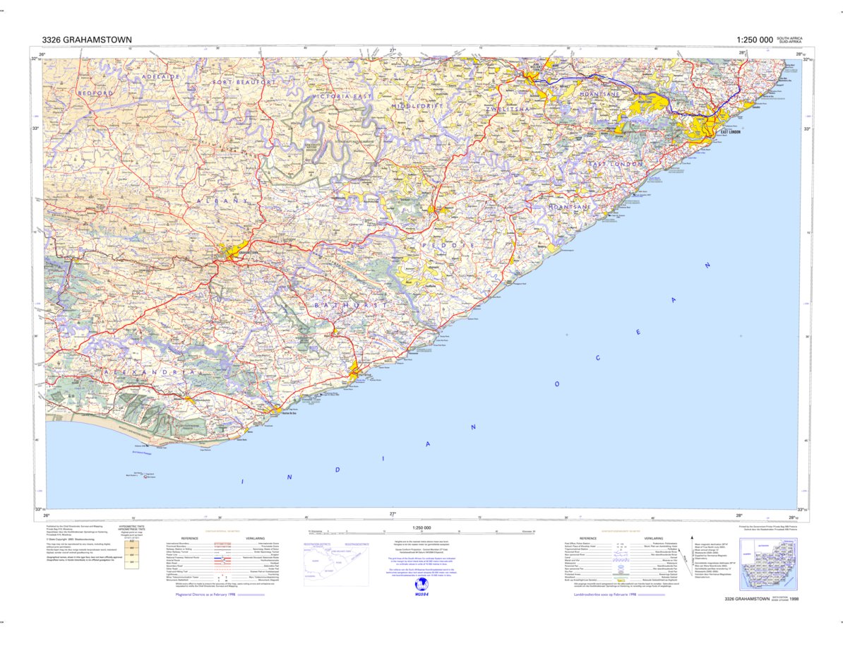 3326 Grahamstown Map by Chief Directorate: National Geo-spatial ...