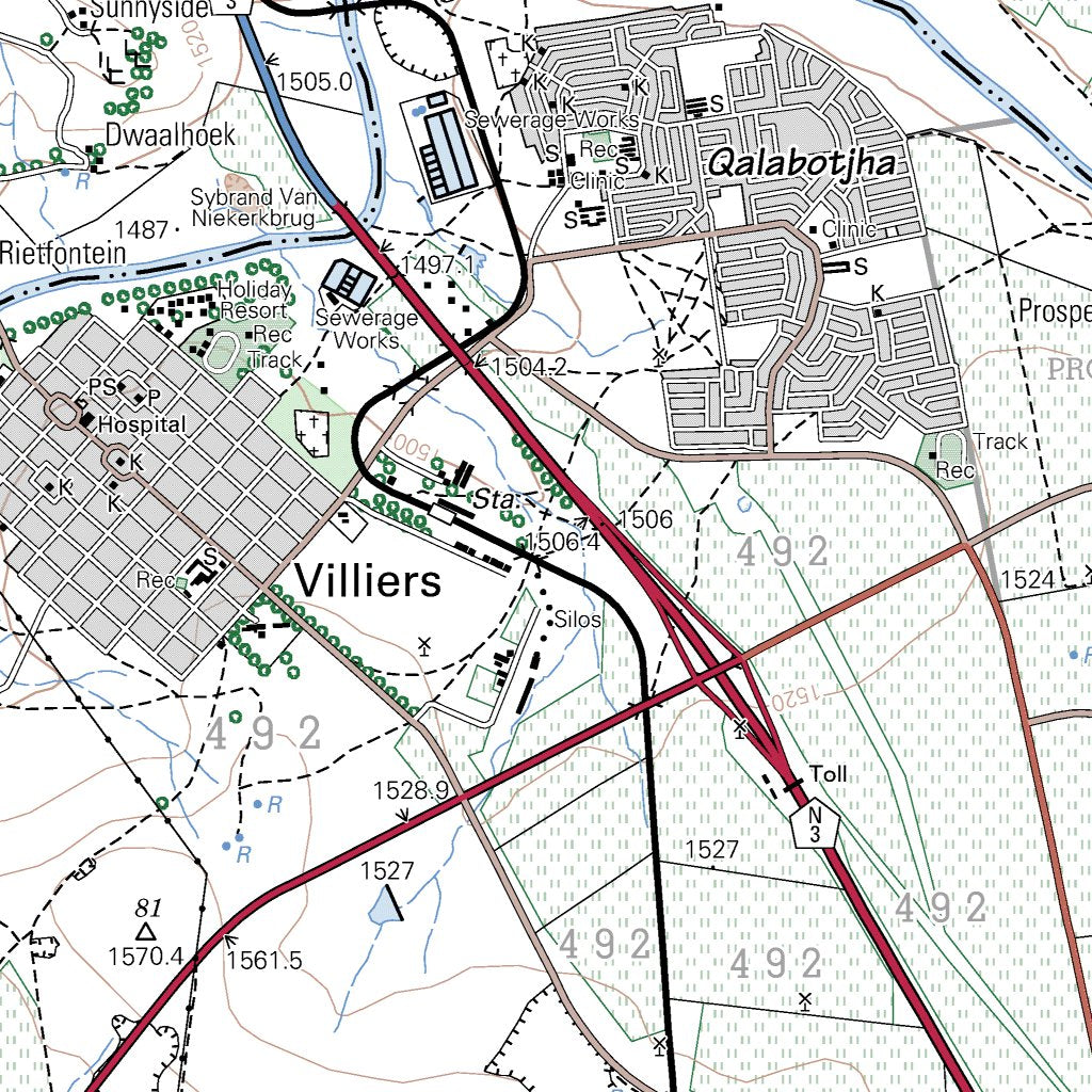 2728BA VILLIERS Map by Chief Directorate: National Geo-spatial ...
