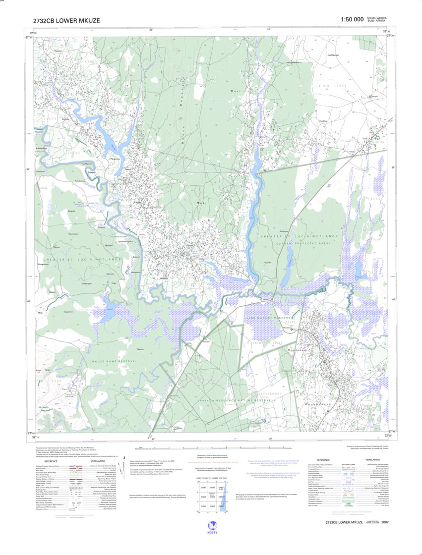 2732CB LOWER MKUZE Map by Chief Directorate: National Geo-spatial ...