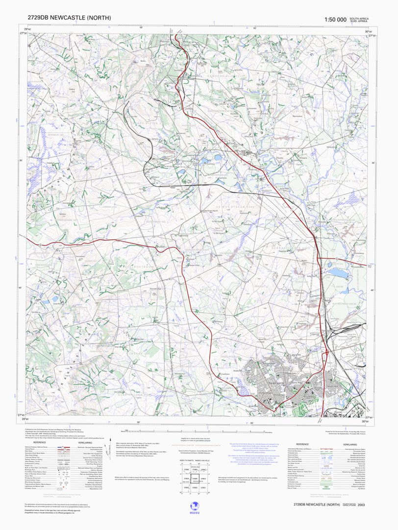2729DB NEWCASTLE (NORTH) Map by Chief Directorate: National Geo-spatial ...