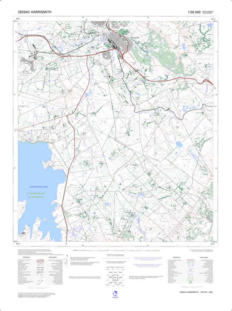 2829AC HARRISMITH Map by Chief Directorate: National Geo-spatial ...