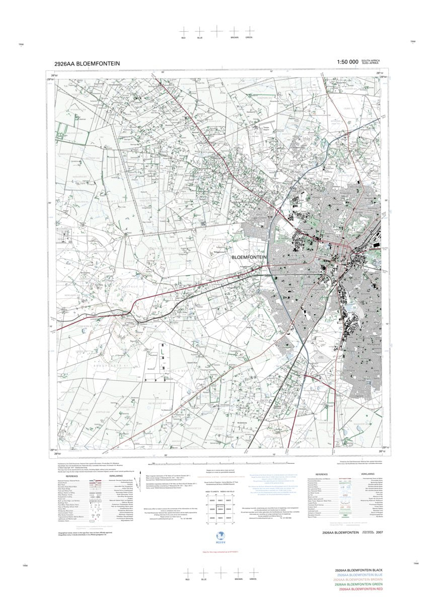 2926AA BLOEMFONTEIN Map by Chief Directorate: National Geo-spatial ...