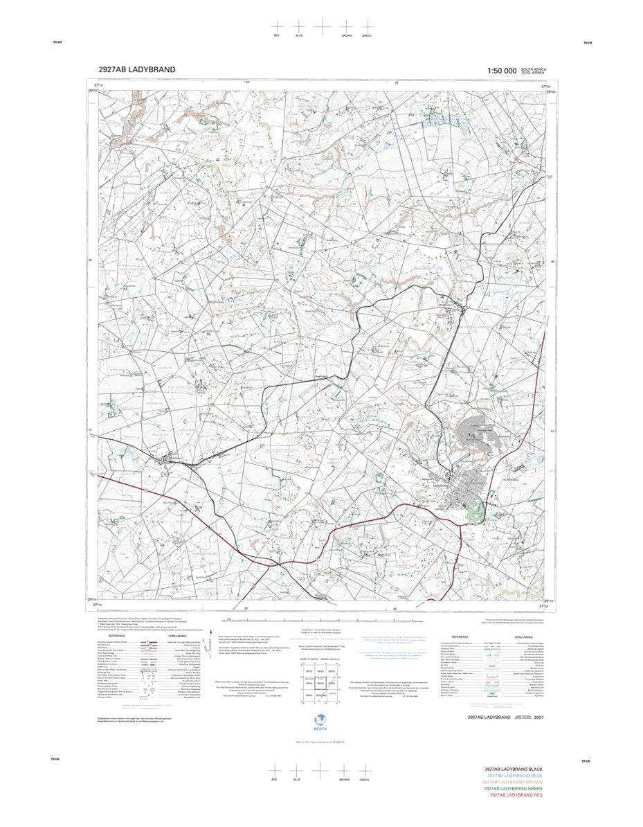2927AB LADYBRAND Map by Chief Directorate: National Geo-spatial ...