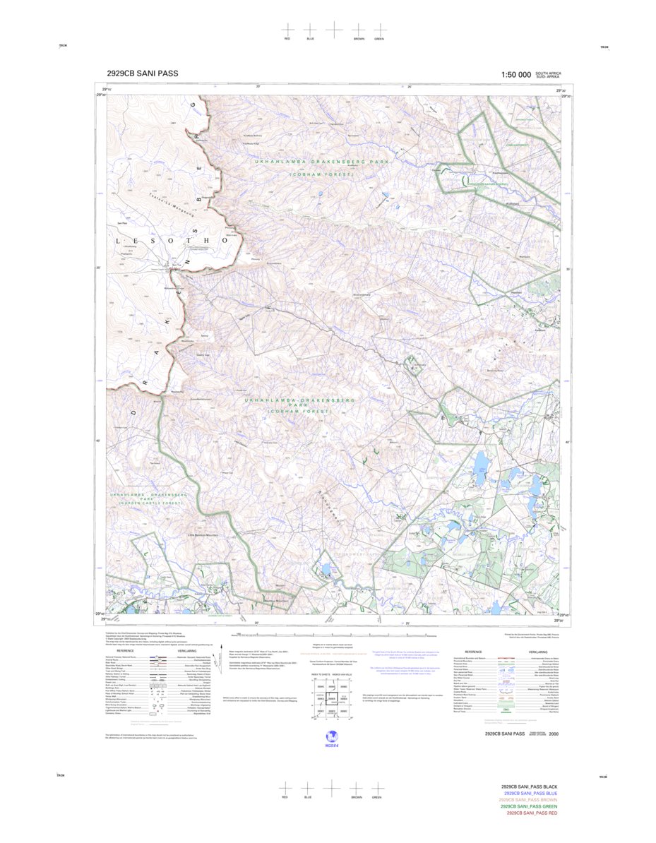 2929CB SANI PASS Map by Chief Directorate: National Geo-spatial ...