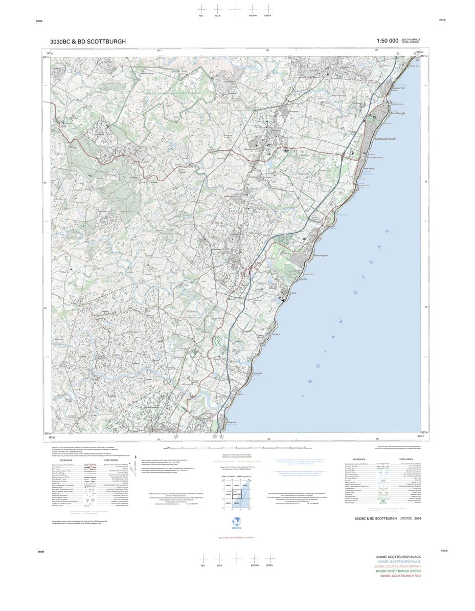3030BC, BD SCOTTBURGH Map by Chief Directorate: National Geo-spatial ...