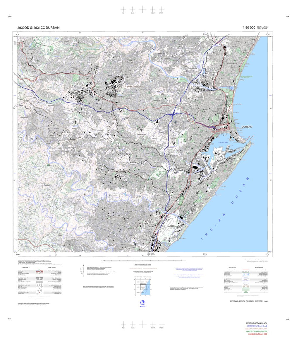 2930DD, 2931CC DURBAN Map by Chief Directorate: National Geo-spatial ...