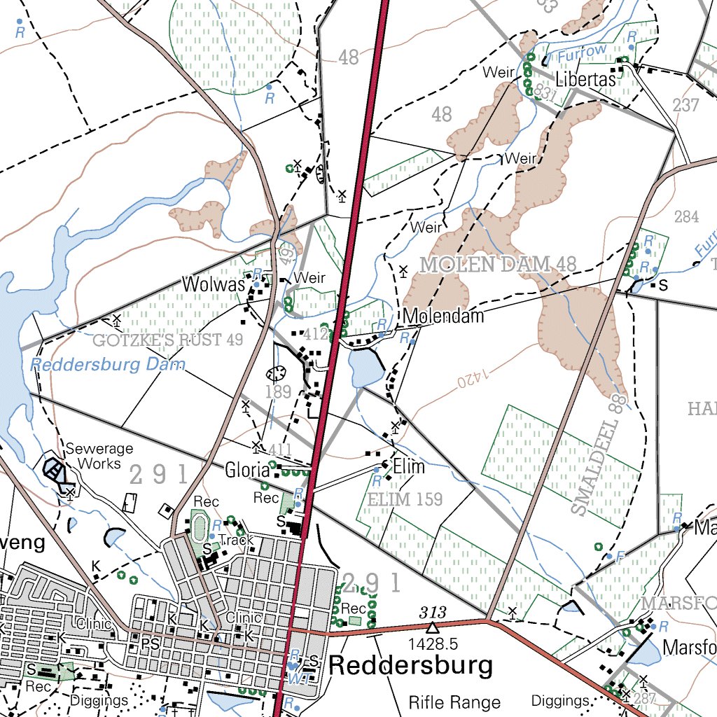 2926CA REDDERSBURG Map by Chief Directorate: National Geo-spatial ...