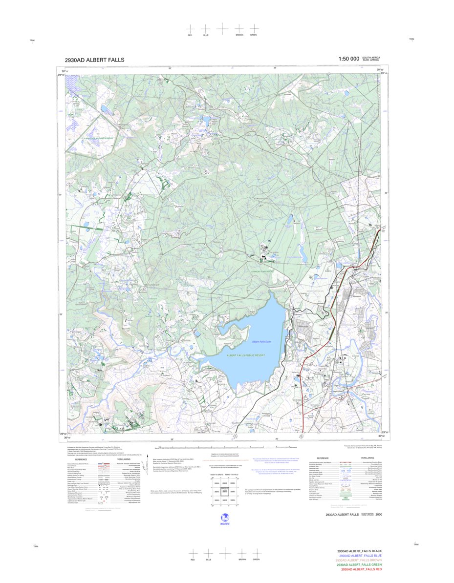 2930AD ALBERT FALLS Map by Chief Directorate: National Geo-spatial ...