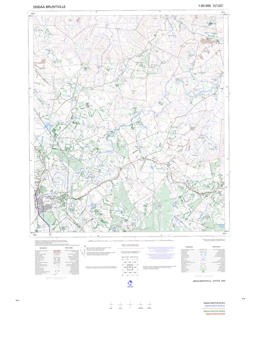2930AA BRUNTVILLE Map by Chief Directorate: National Geo-spatial ...