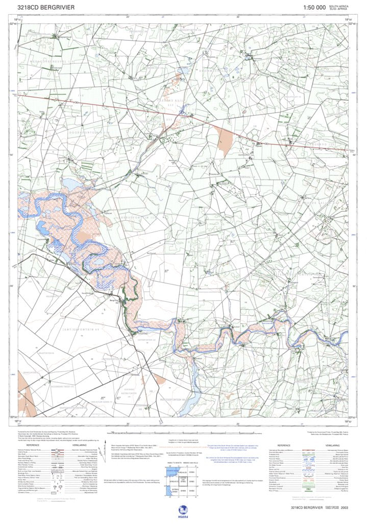 3218CD BERGRIVIER (4th Edition) Map by Chief Directorate: National Geo ...