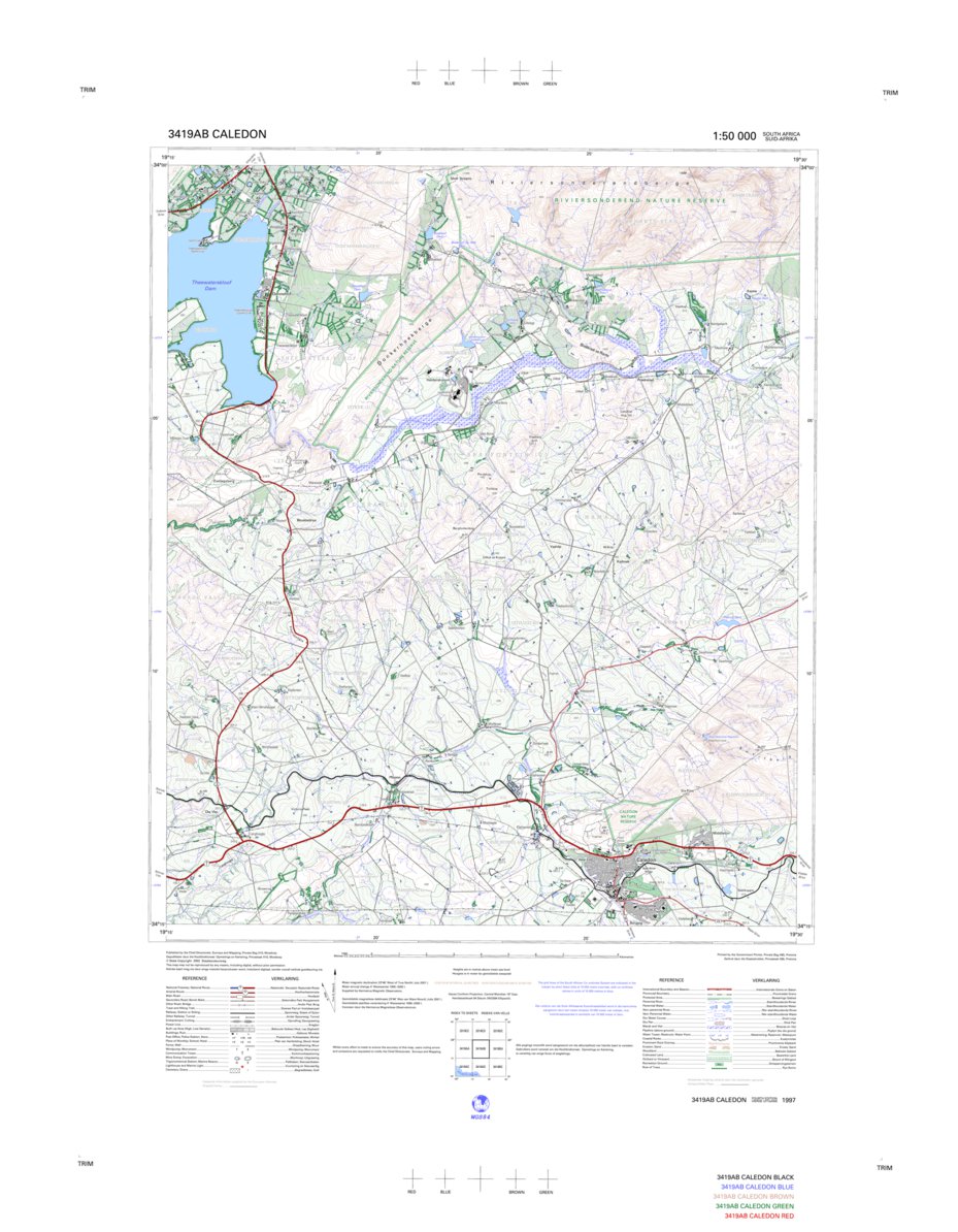 3419AB CALEDON (4th Edition) Map by Chief Directorate: National Geo ...