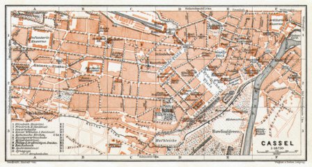 Kassel (Cassel) city Map, 1906 by Waldin | Avenza Maps