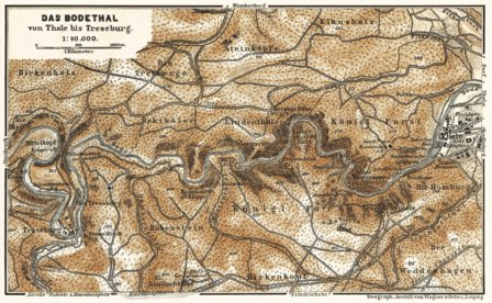 Bode River valley Map from Thale to Treseburg, 1887 by Waldin | Avenza Maps