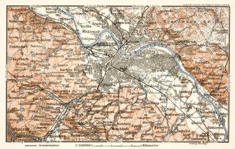 Dresden environs Map, 1911 by Waldin | Avenza Maps