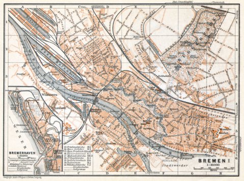 Bremen, city Map, 1906 by Waldin | Avenza Maps