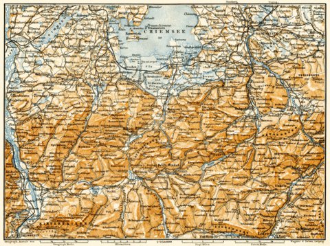 Chiemsee environs and Achental Map, 1906 by Waldin | Avenza Maps