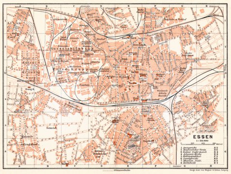 Essen city Map, 1906 by Waldin | Avenza Maps