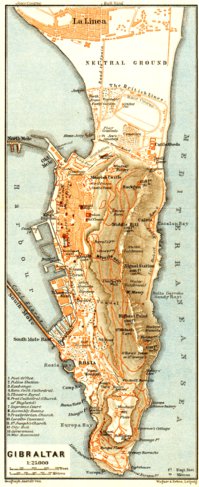 Gibraltar and environs Map, 1929 by Waldin | Avenza Maps