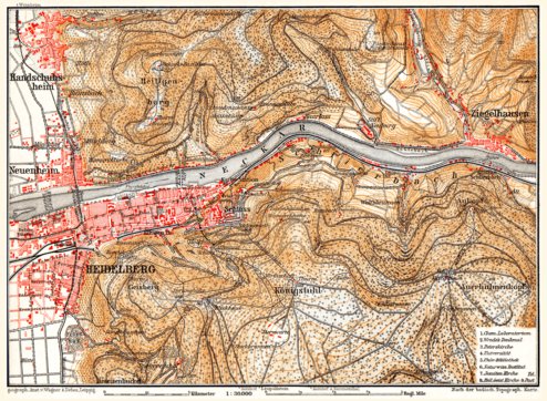 Heidelberg and environs Map, 1905 by Waldin | Avenza Maps