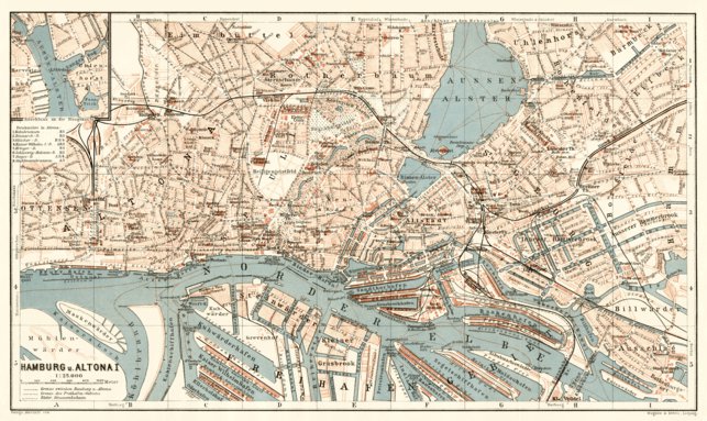 Hamburg and Altona city Map, 1906 by Waldin | Avenza Maps
