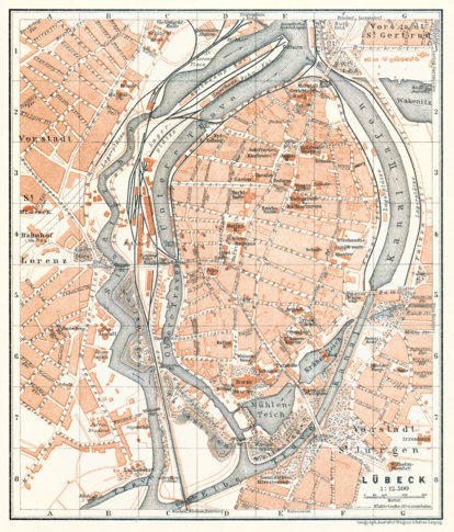 Lübeck city Map, 1906 by Waldin | Avenza Maps