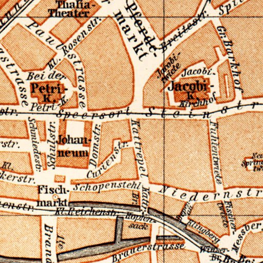 Hamburg city Map, 1887 by Waldin | Avenza Maps