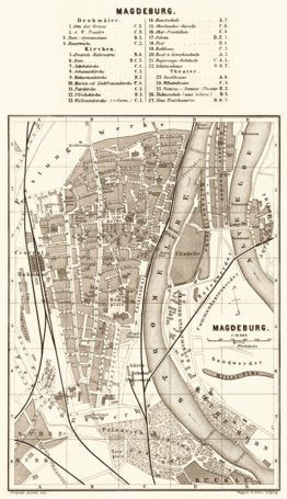 Magdeburg city Map, 1887 by Waldin | Avenza Maps