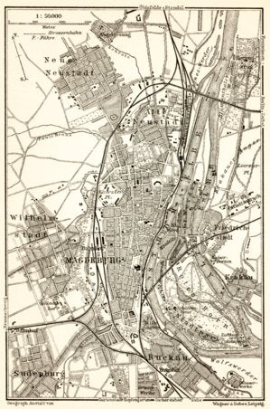 Magdeburg environs Map, 1911 by Waldin | Avenza Maps